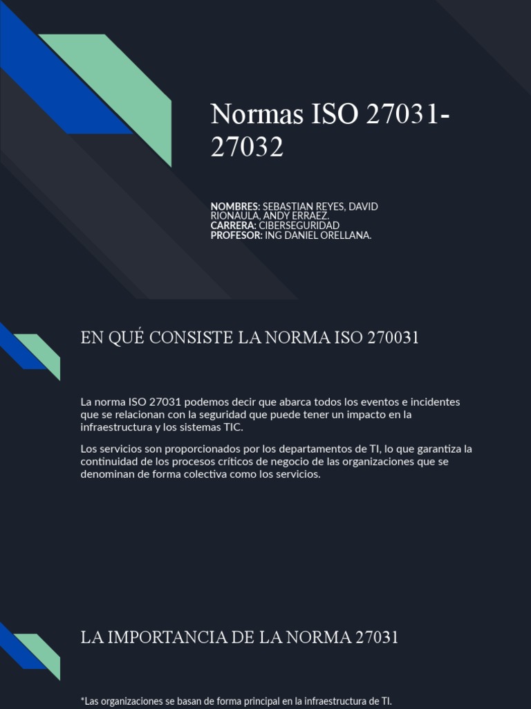 Normas ISO 27031 y 27032 en Ciberseguridad | PDF | La seguridad ...