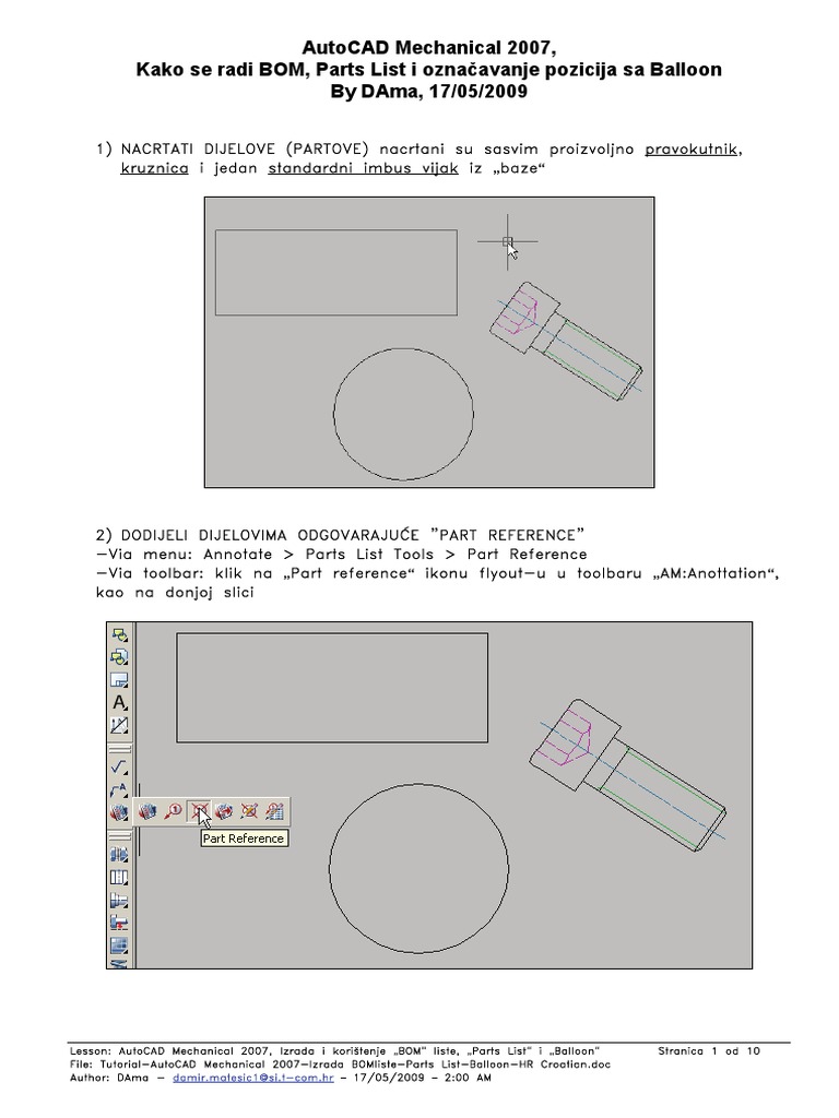 By DAma - Tutorial-AutoCAD Mechanical 2007-Izrada BOMliste-Parts List ...