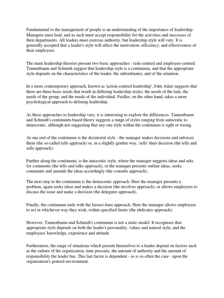 Theories of Leadership Style | PDF | Leadership | Applied Psychology