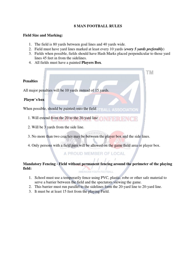 8 Man Rules Final | PDF | Gridiron Football | Leisure