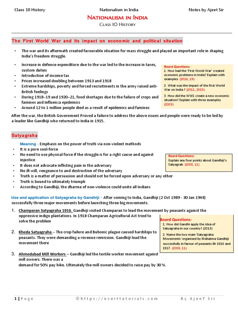 Best SST Notes For Class 10 | PDF | Mahatma Gandhi | Dalit