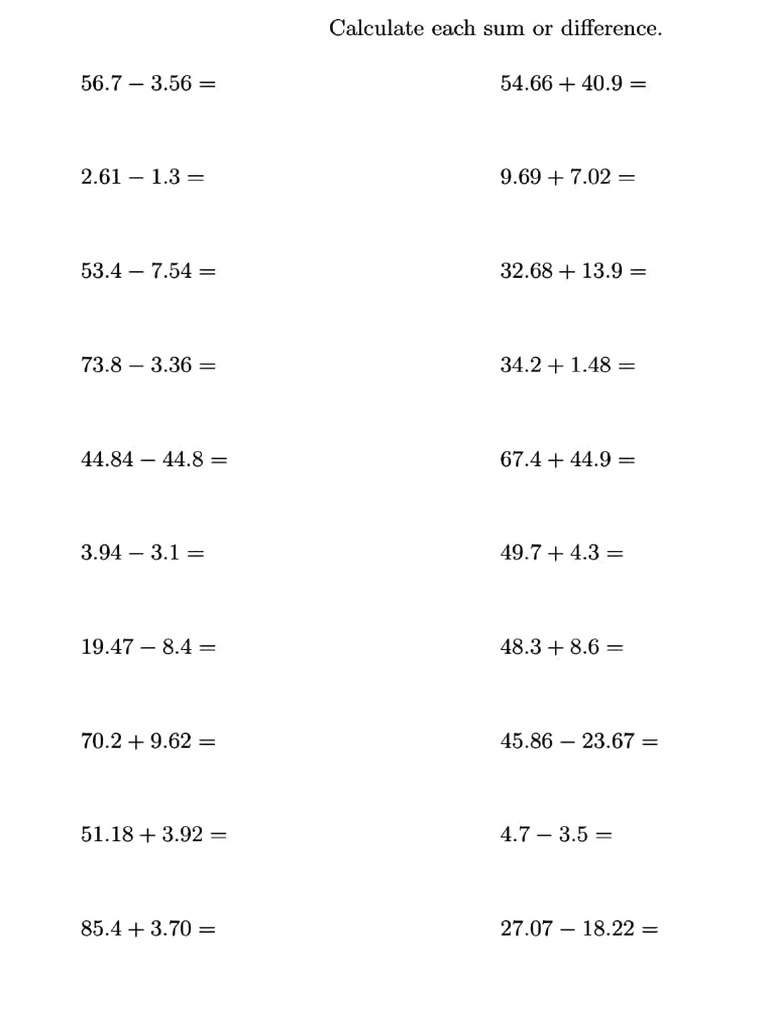Add, Subtract, Multiply decimals | PDF | Arithmetic | Mathematics