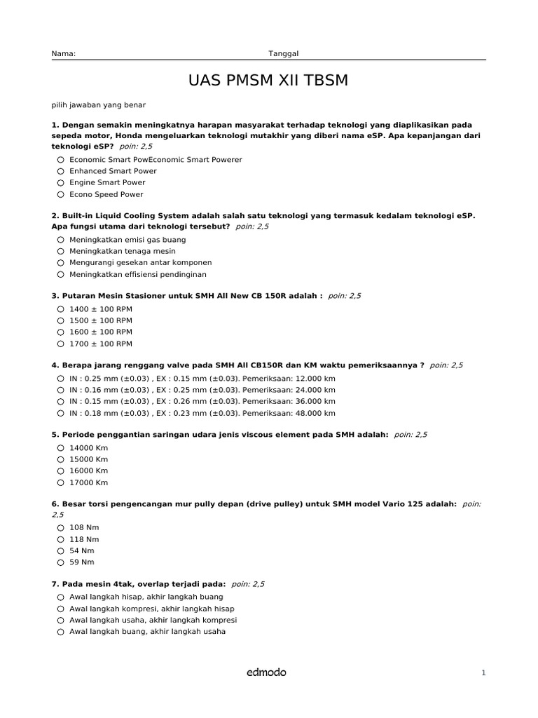 Uas PMSM Xii TBSM | PDF