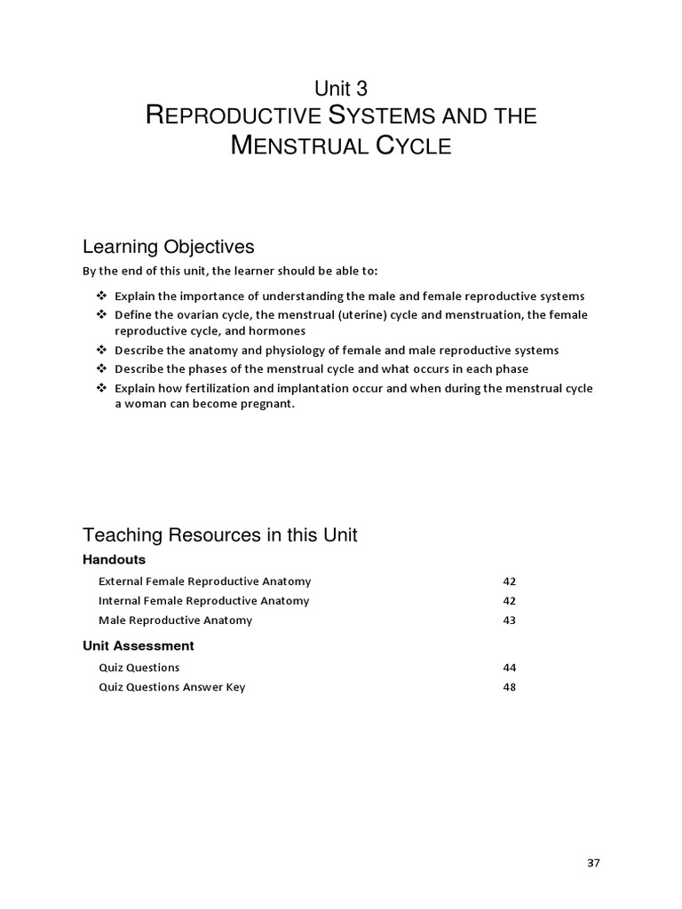 MPSFPRG Unit3 | PDF | Menstrual Cycle | Reproductive System