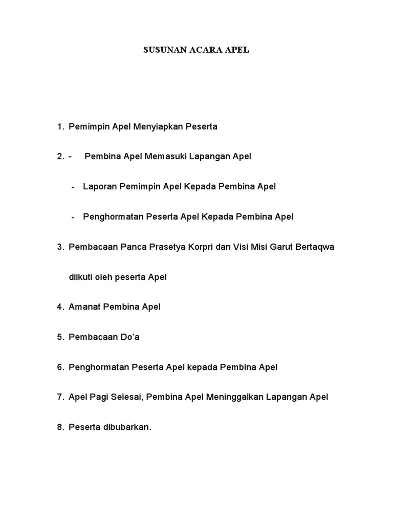 Susunan Acara Apel | PDF