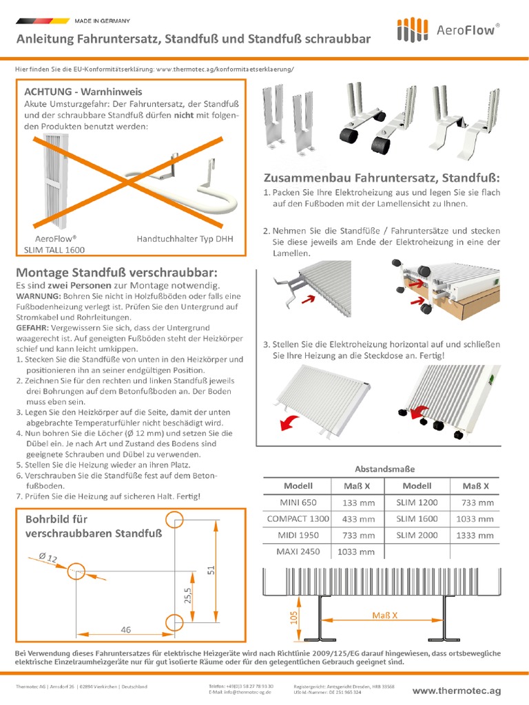 Bedienungsanleitung Aeroflow Fahruntersatz Standfuss Web | PDF