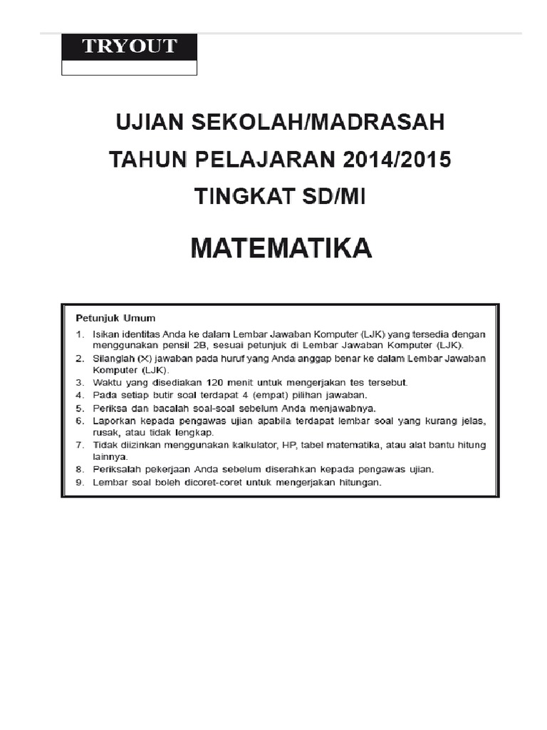 Soal Tryout IPA SD | PDF