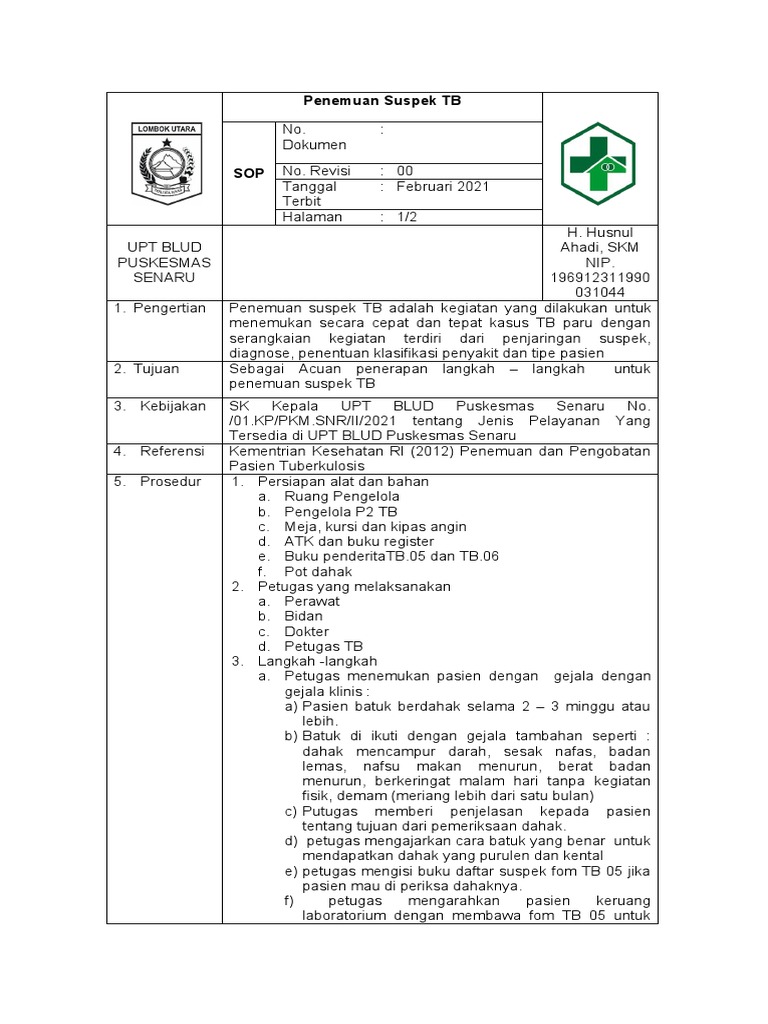 SOP Penemuan Suspek TB Fix | PDF