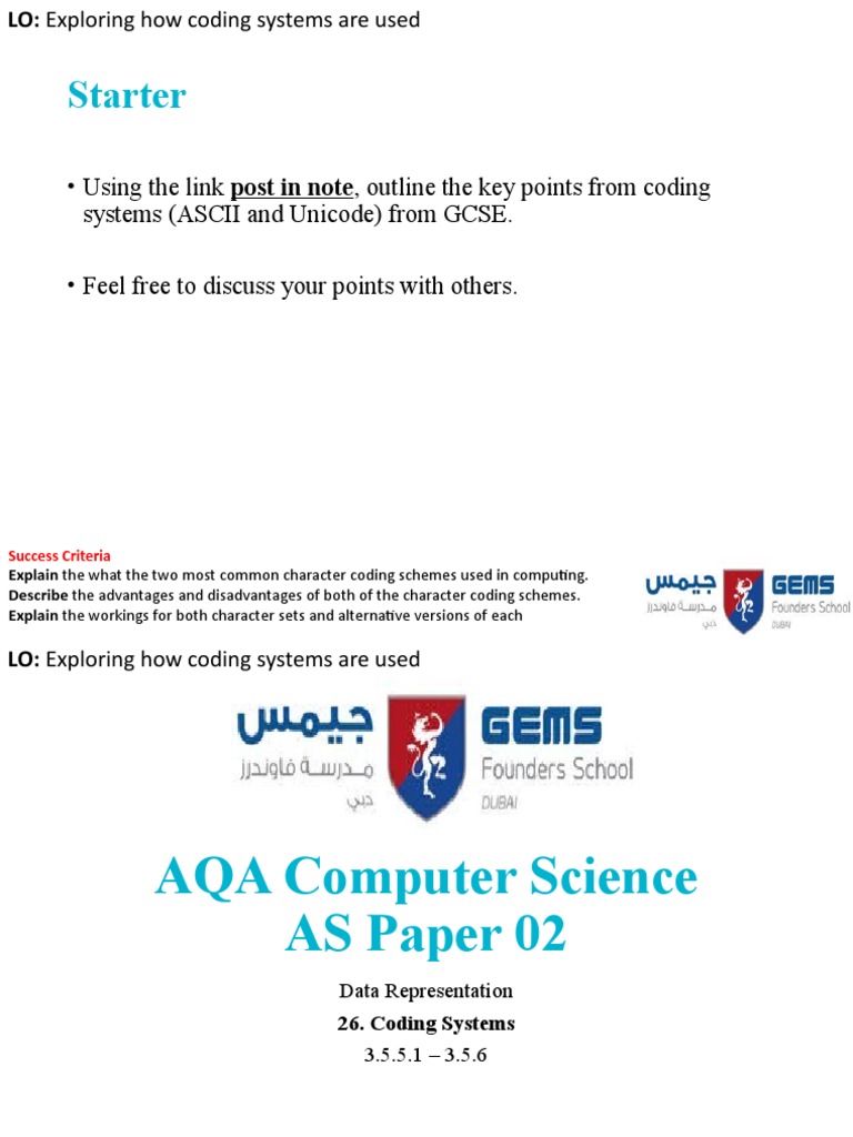 Copy of 26. Coding Systems - ASCII and Unicode | PDF | Character Encoding | Ascii