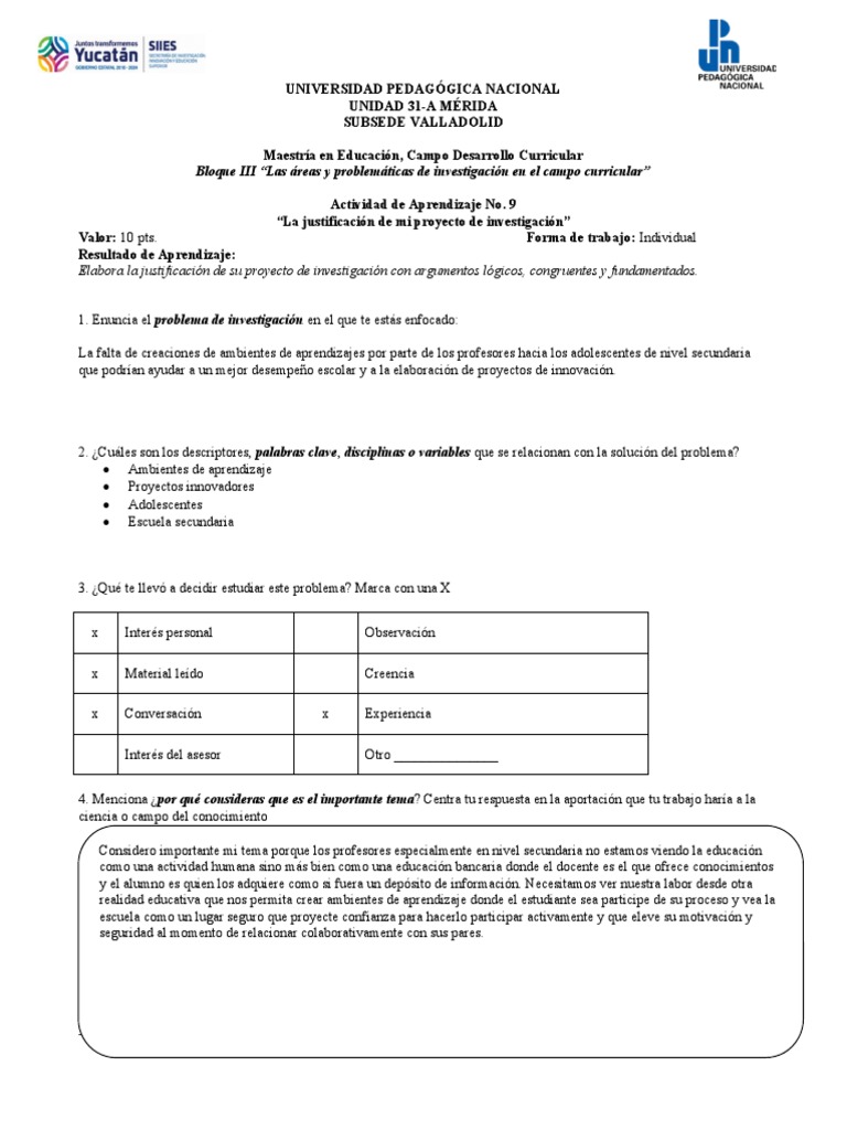 ADA 9 - CARDENAS CARRILLO JOSE DE JESUS - JUSTIFICACIÓN - Calificación ...
