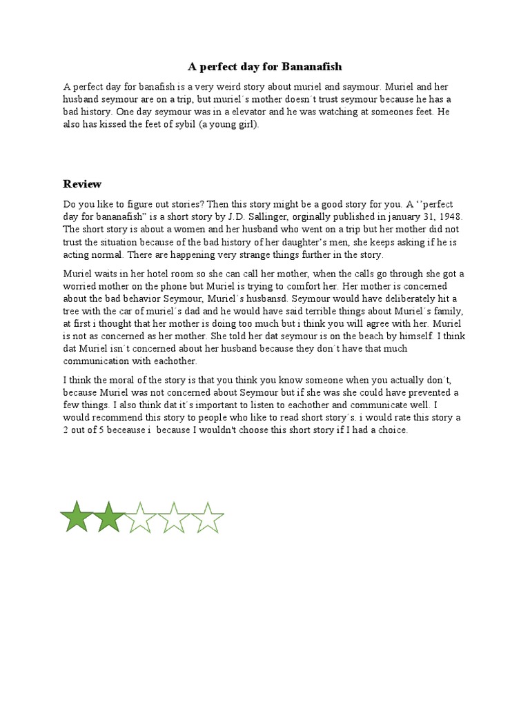 A Perfect Day For Bananafish | PDF