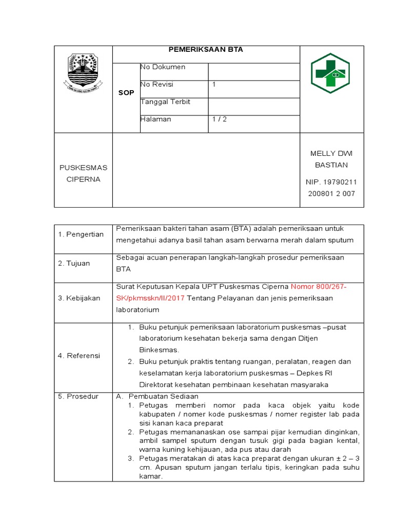 8.1.1.1 Pemeriksaan Bta | PDF
