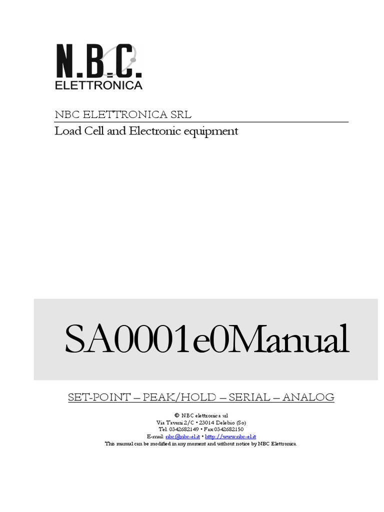 SA0001e0Manual: Load Cell and Electronic Equipment | PDF | Calibration | Parameter (Computer ...