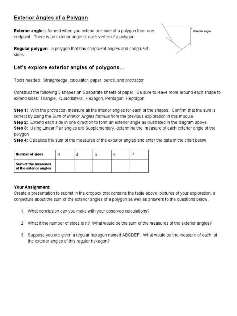 Exploring Exterior Angles of Polygons | PDF