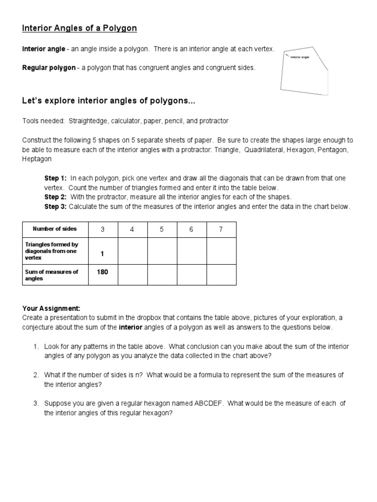 Interior Angles of A Polygon | PDF
