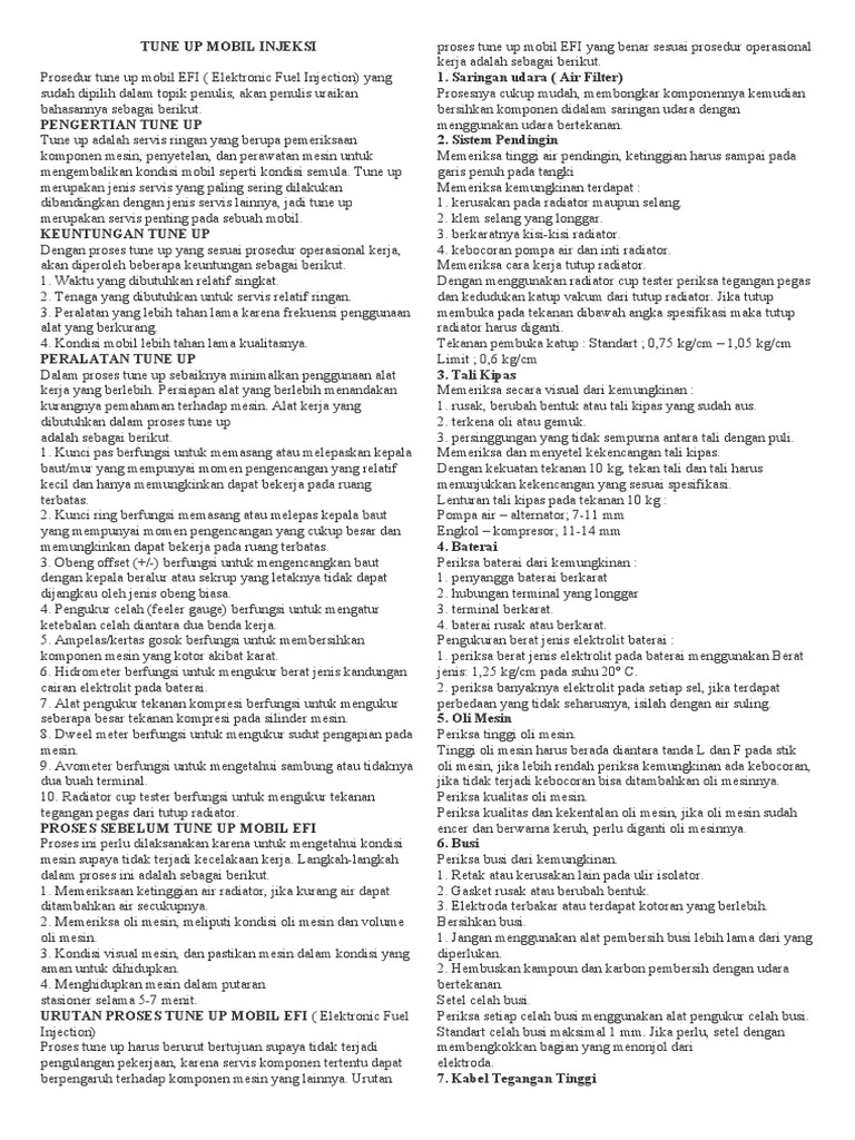 Tune Up Mobil Injeksi | PDF