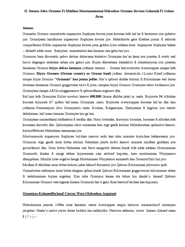 Seenaa Saba Oromoo II | PDF