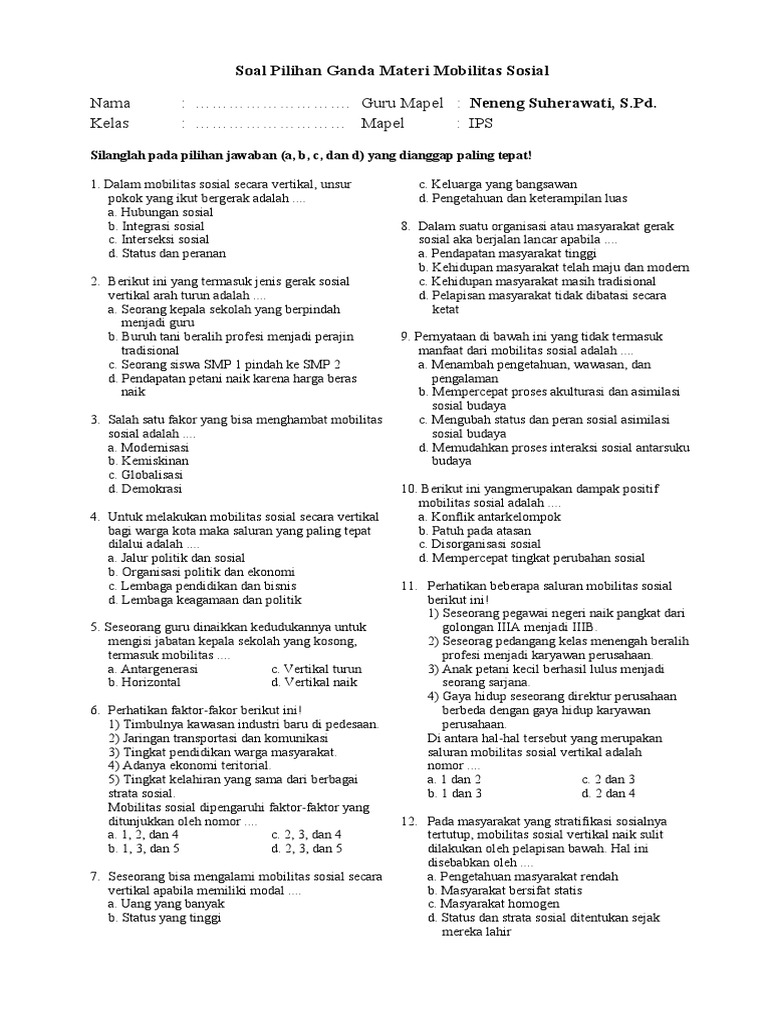 Soal Ips Kelas 8 Bab 2 | PDF