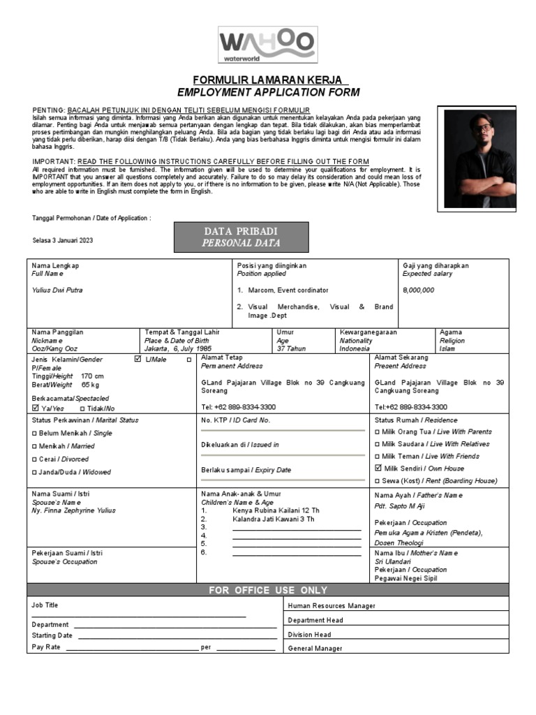 HR-001 Employment Application Form | PDF
