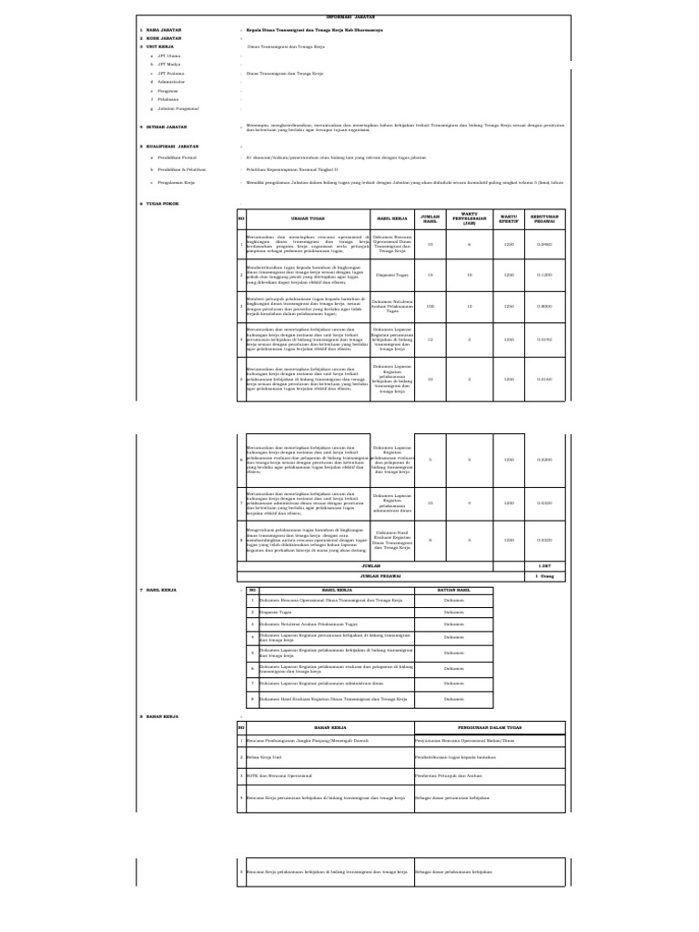 Form Anjab Abk 2022 Kepala Dinas | PDF