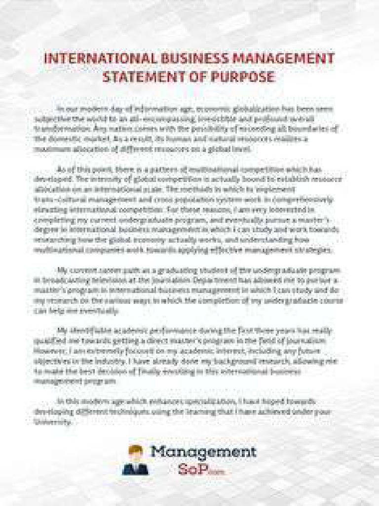International Business Management Statement of Purpose | PDF