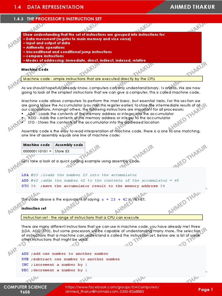 Processor Instruction Set Overview | PDF | Array Data Structure | Central Processing Unit