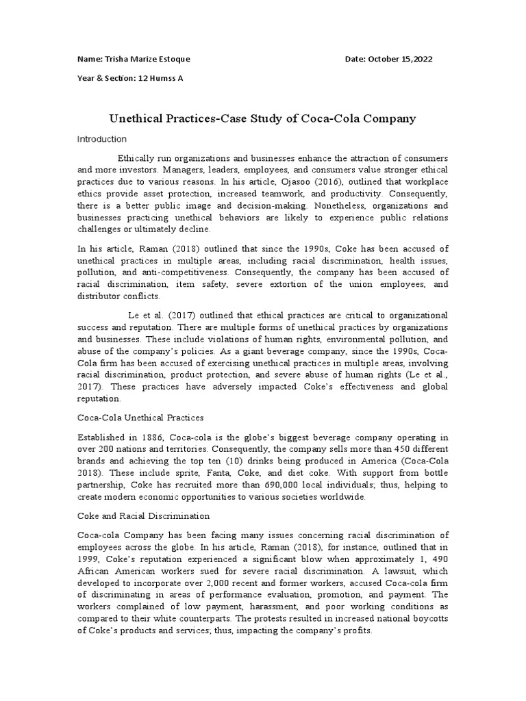 1 - DIASS Trisha Ma-WPS Office | PDF | The Coca Cola Company ...