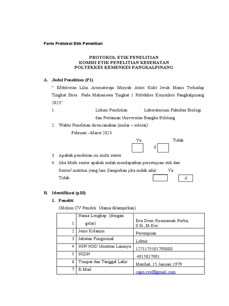 Form Protokol Yella Wandari | PDF