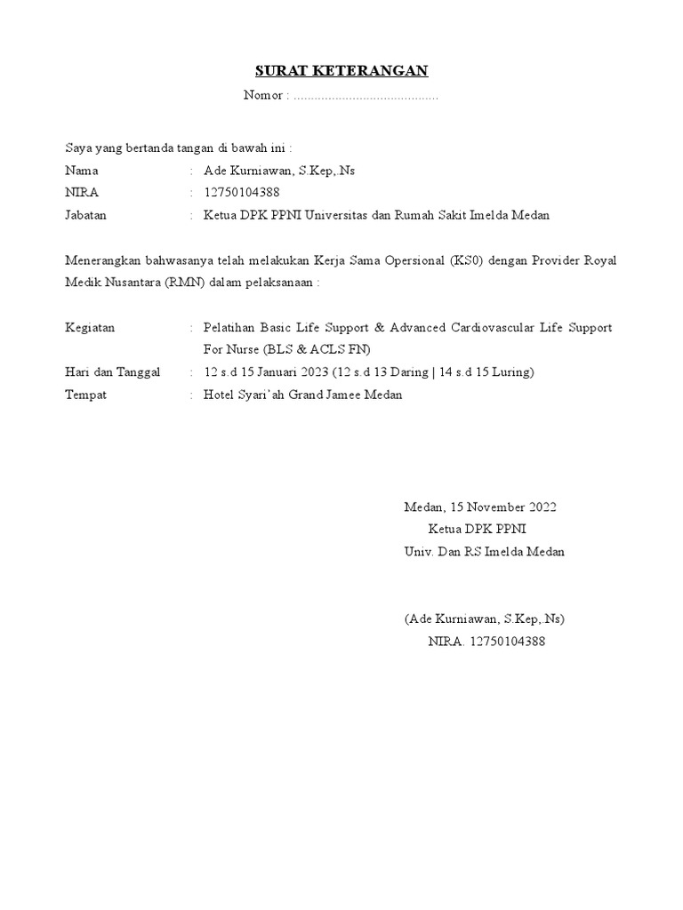 Surat Keterangan Kso DPK | PDF