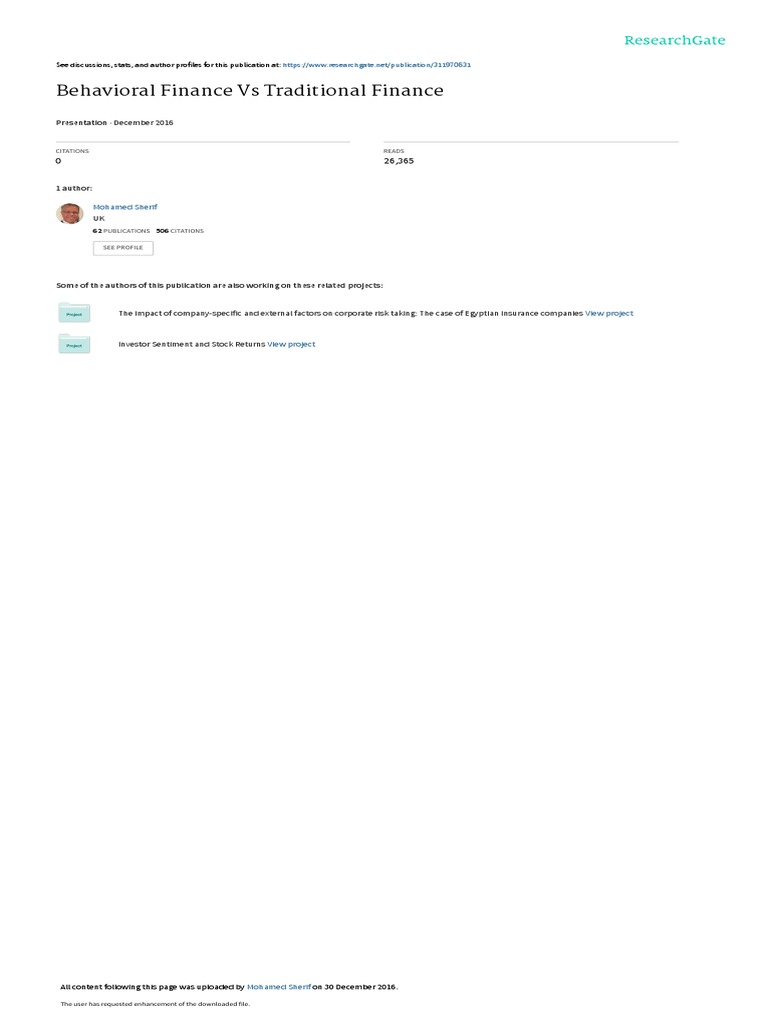 Behavioral Finance | PDF | Behavioral Economics | Efficient Market ...