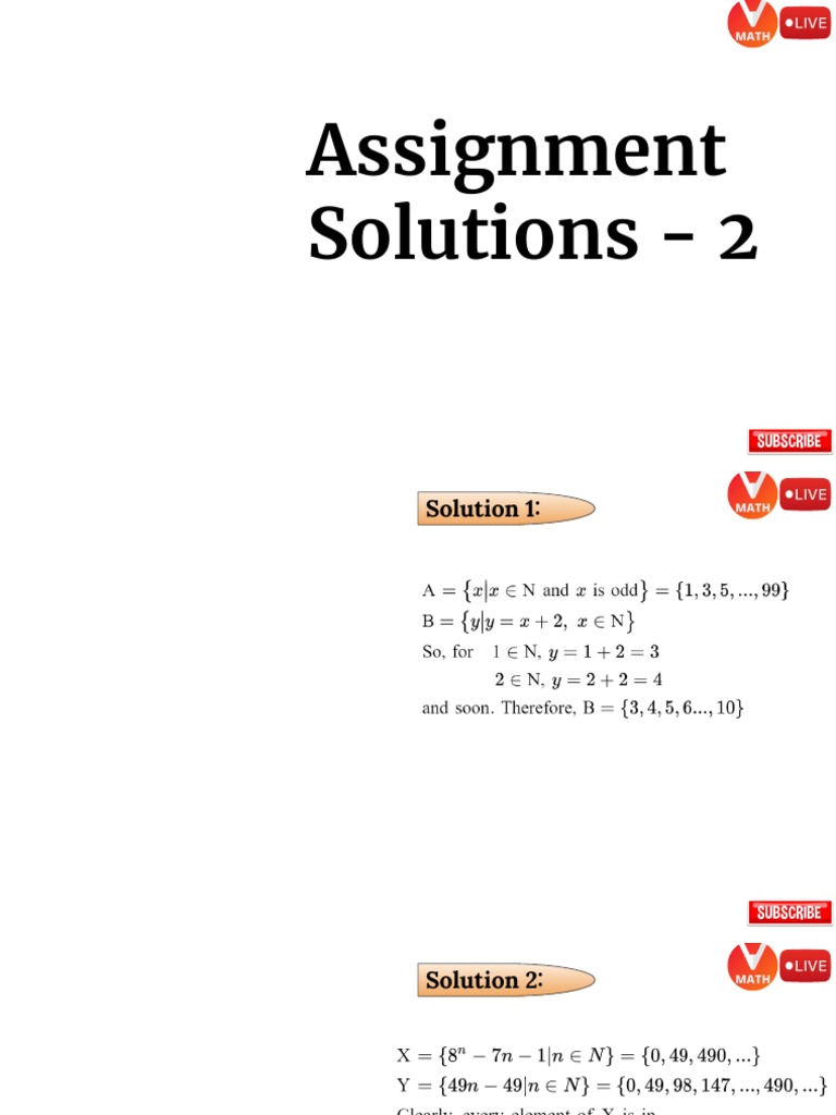 Set Theory Assignment Solutions | PDF | Teaching Methods & Materials