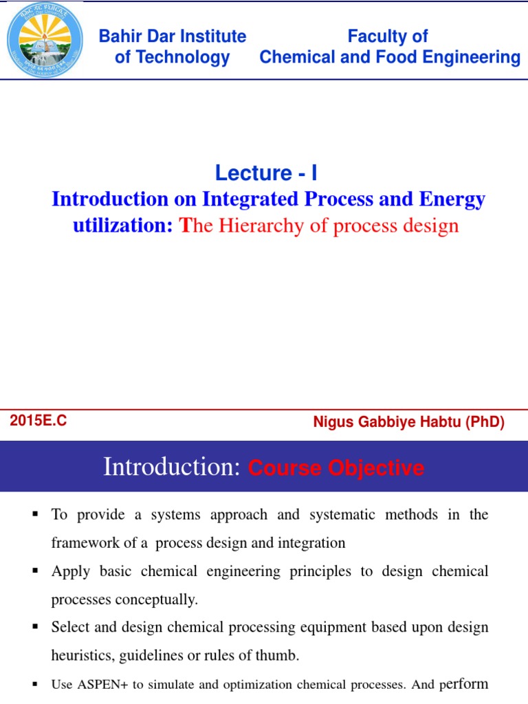 Lecture-I Introduction | PDF | Chemical Reactor | Design