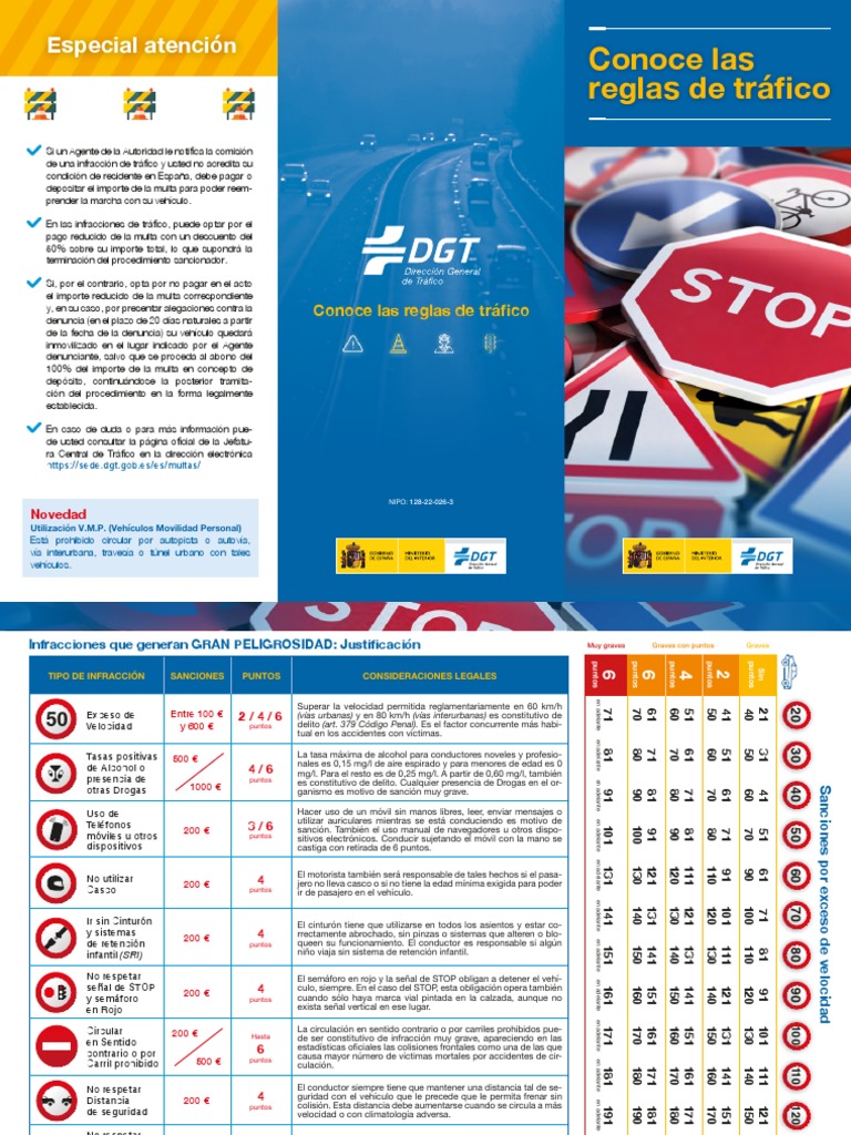 Af Triptico DGT Reglas Trafico Espanol | PDF | Multa (pena) | Conducción