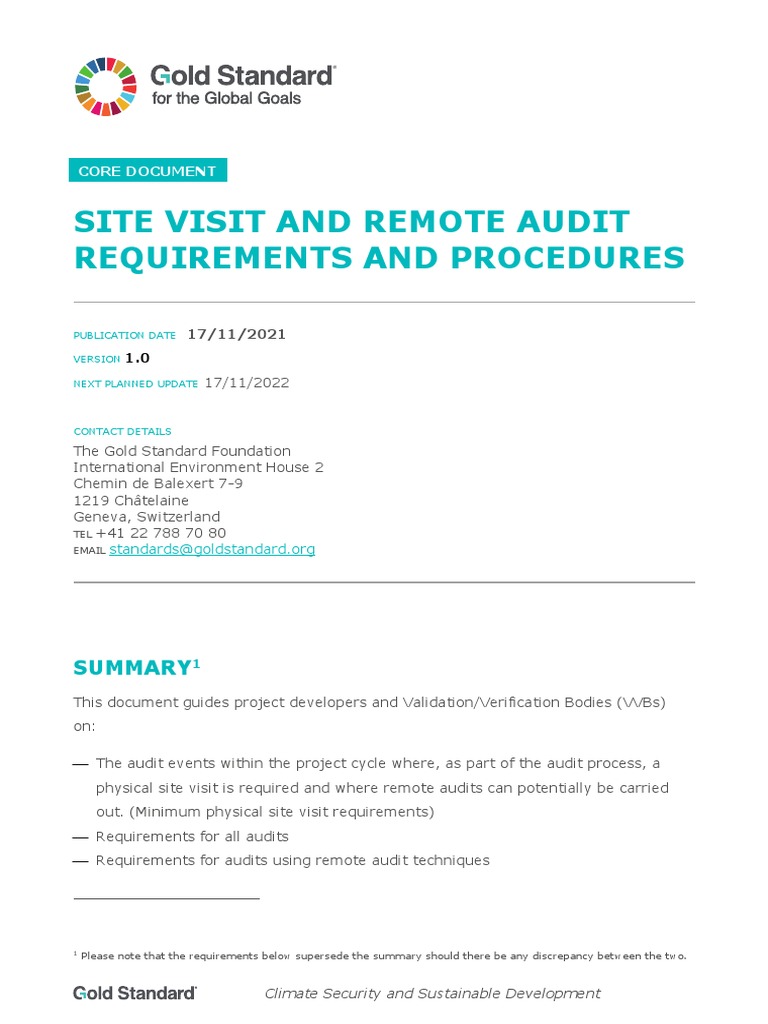 112 - V1.0 - PAR - Site Visit and Remote Audit Requirements | PDF | Audit | Verification And ...