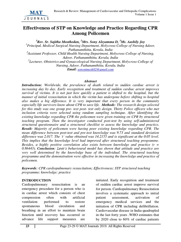 Effectiveness of Structured Teaching Program On Knowledge and Practice ...