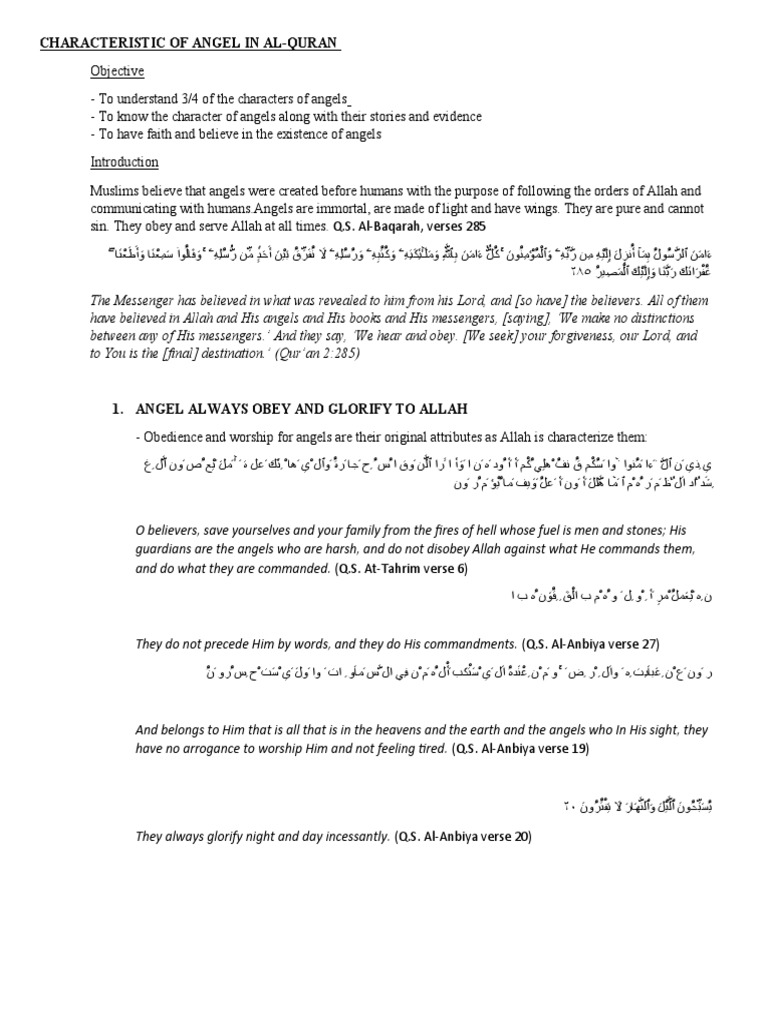 Characteristics of Angels | PDF | Angel | Prophets And Messengers In Islam
