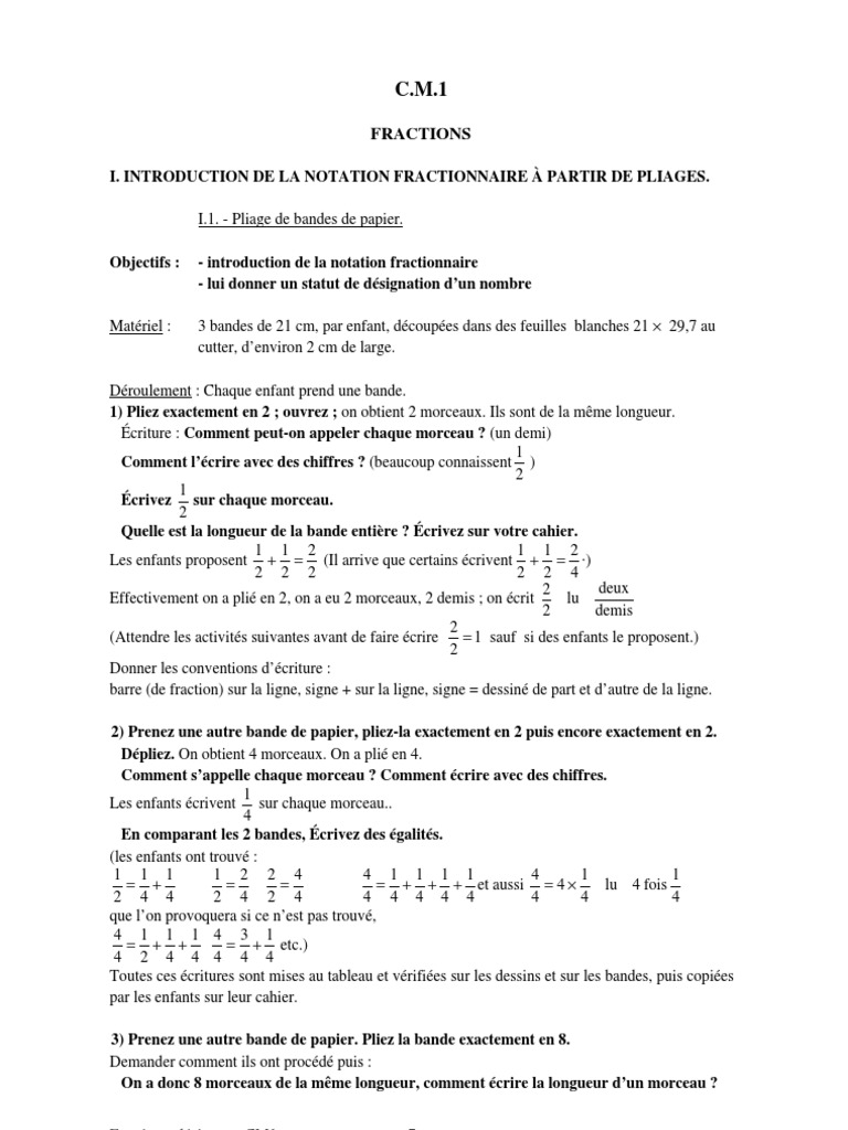 Séquence sur les fractions CM1 | PDF | Fraction (Mathématiques) | Notation