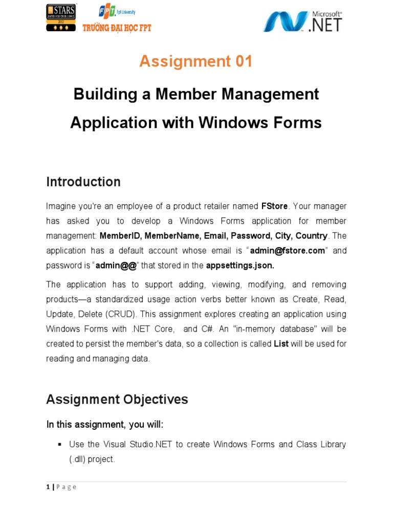 Assignment 01 MemberManagement | PDF | Microsoft Visual Studio ...