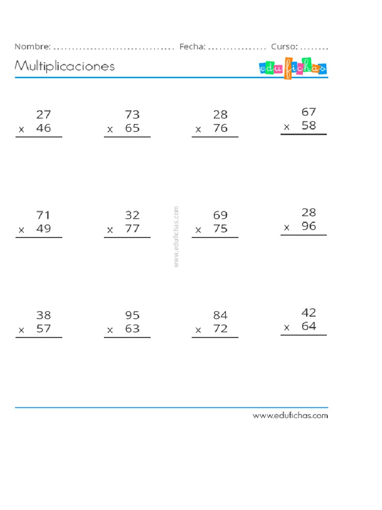 Para Practicar La Mutiplicación De Dos Cifras Y Las Tablas Pdf