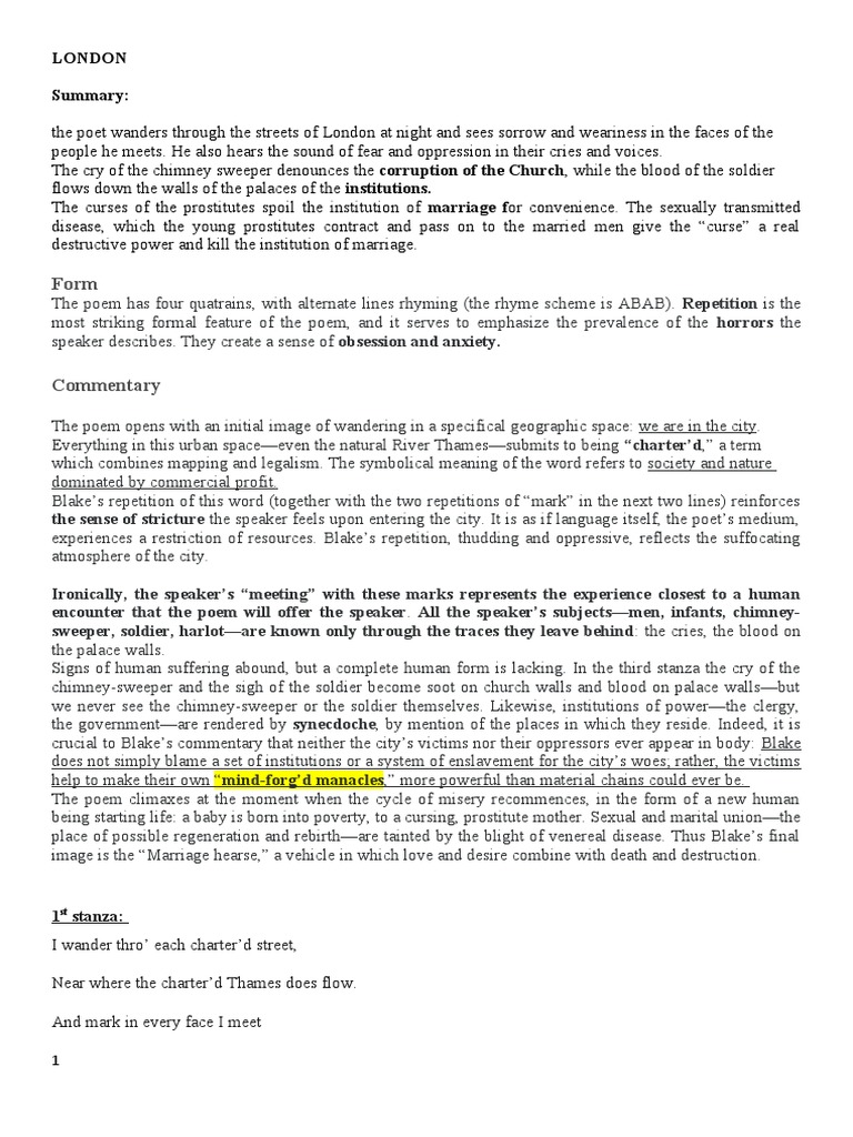 Blake: London | PDF | Prostitution | Poetry