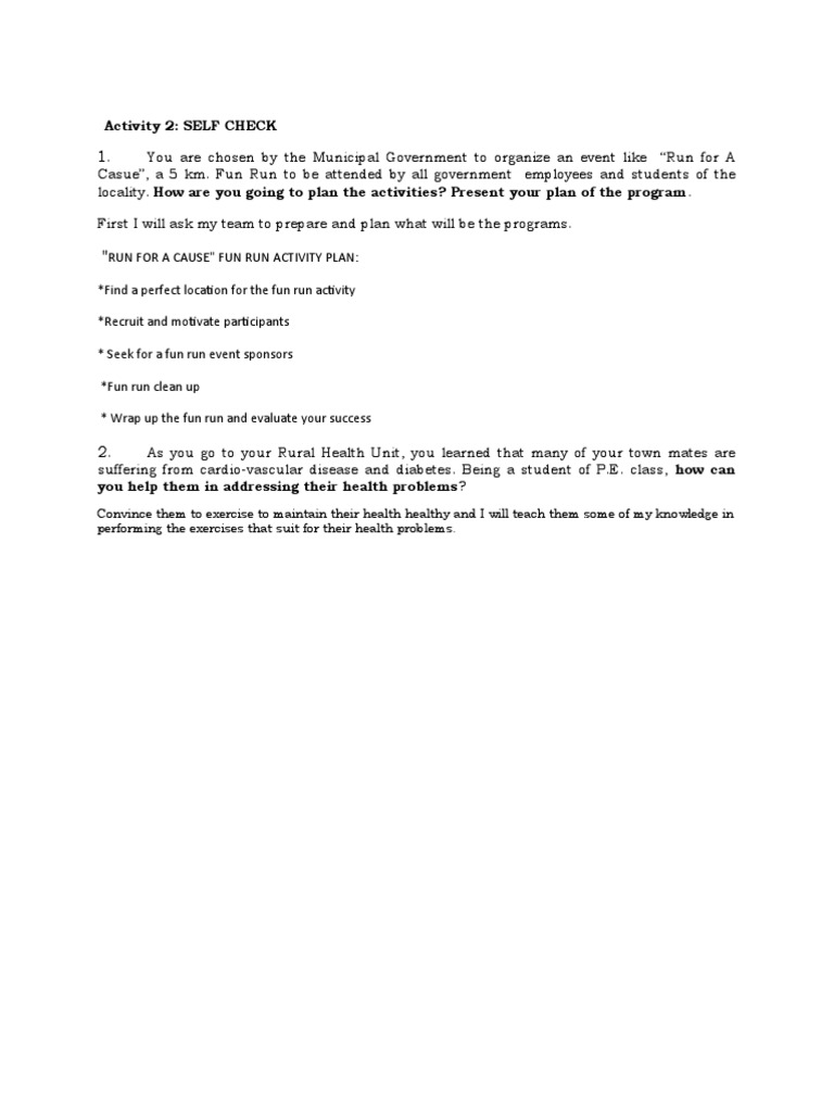 Activity Self Check | PDF