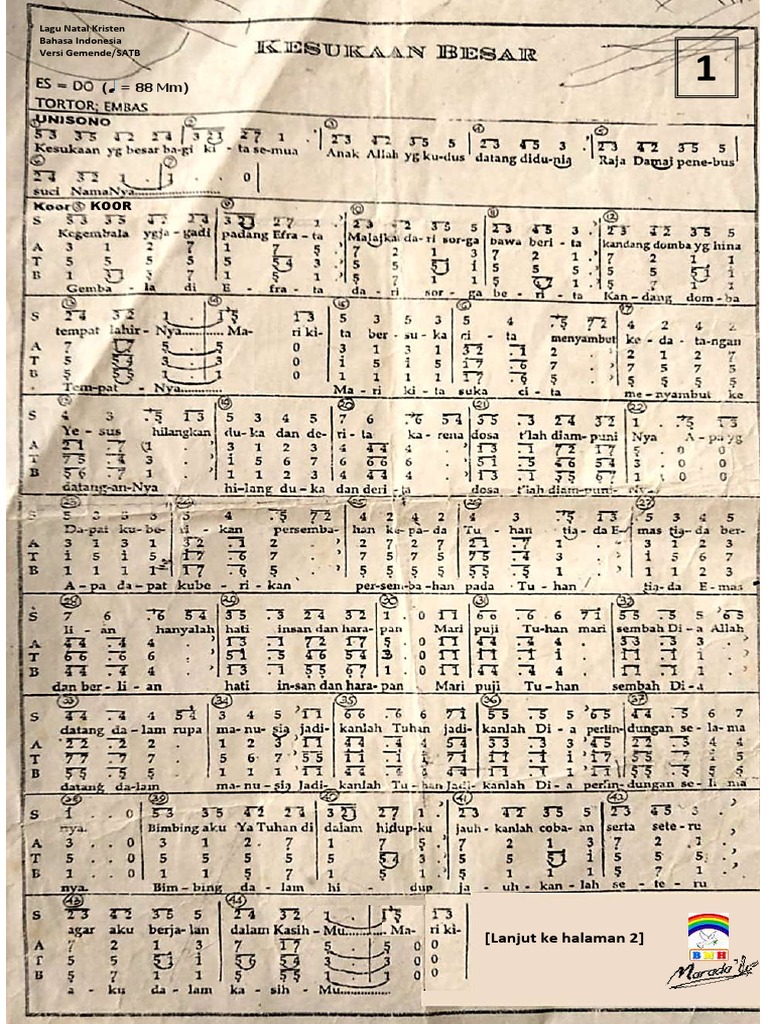 Partitur Kesukaan Besar - Gemende (SATB) | PDF