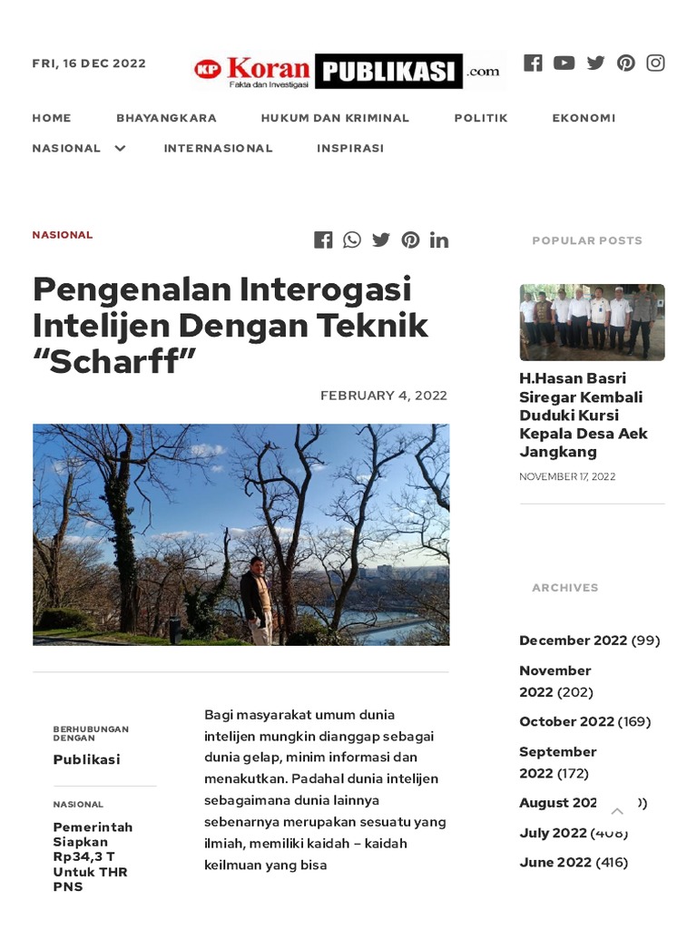 Pengenalan Interogasi Intelijen Dengan Teknik "Scharff" - Koran | PDF