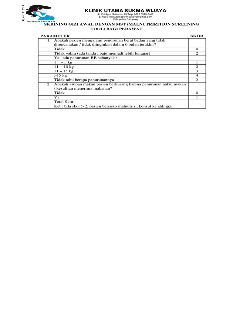 Form Skrining Gizi | PDF