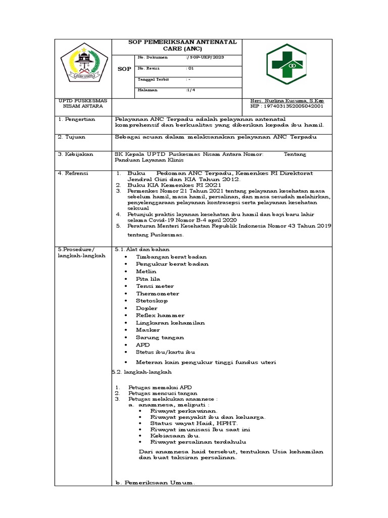 Panduan Pemeriksaan ANC Terpadu | PDF