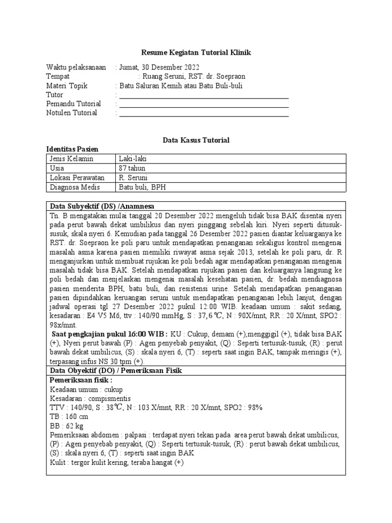 Resume Kegiatan Tutorial Klinik Emi-1 | PDF