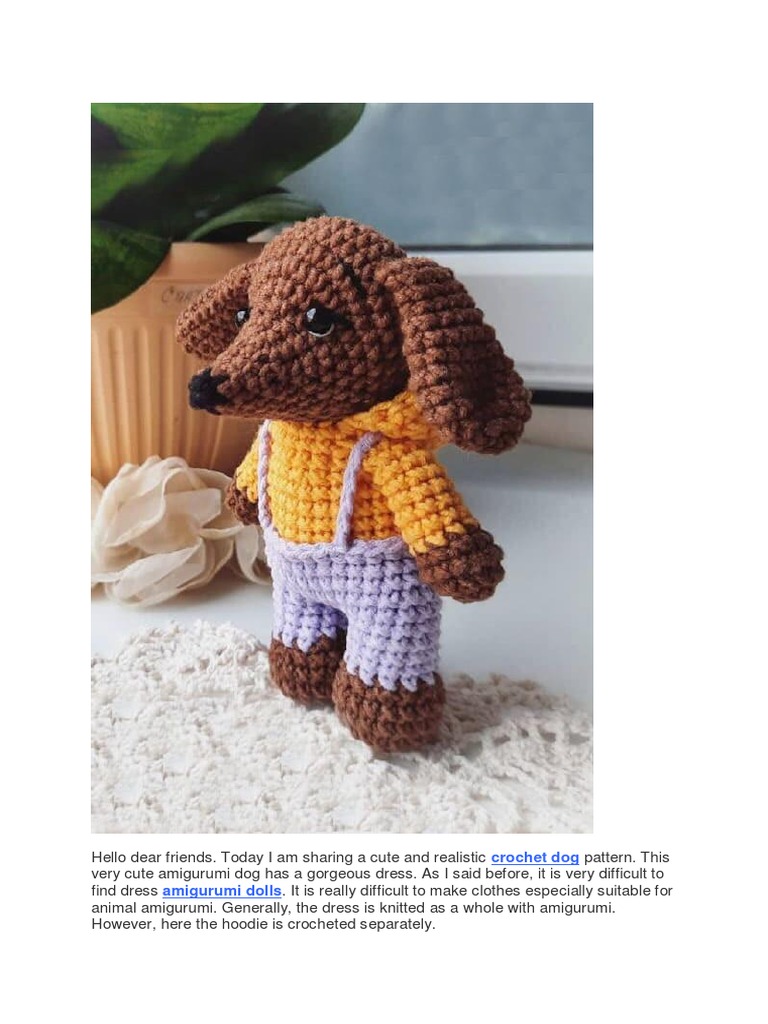 Free Realistic Dachshund Amigurumi Pattern | PDF | Crochet | Amigurumi