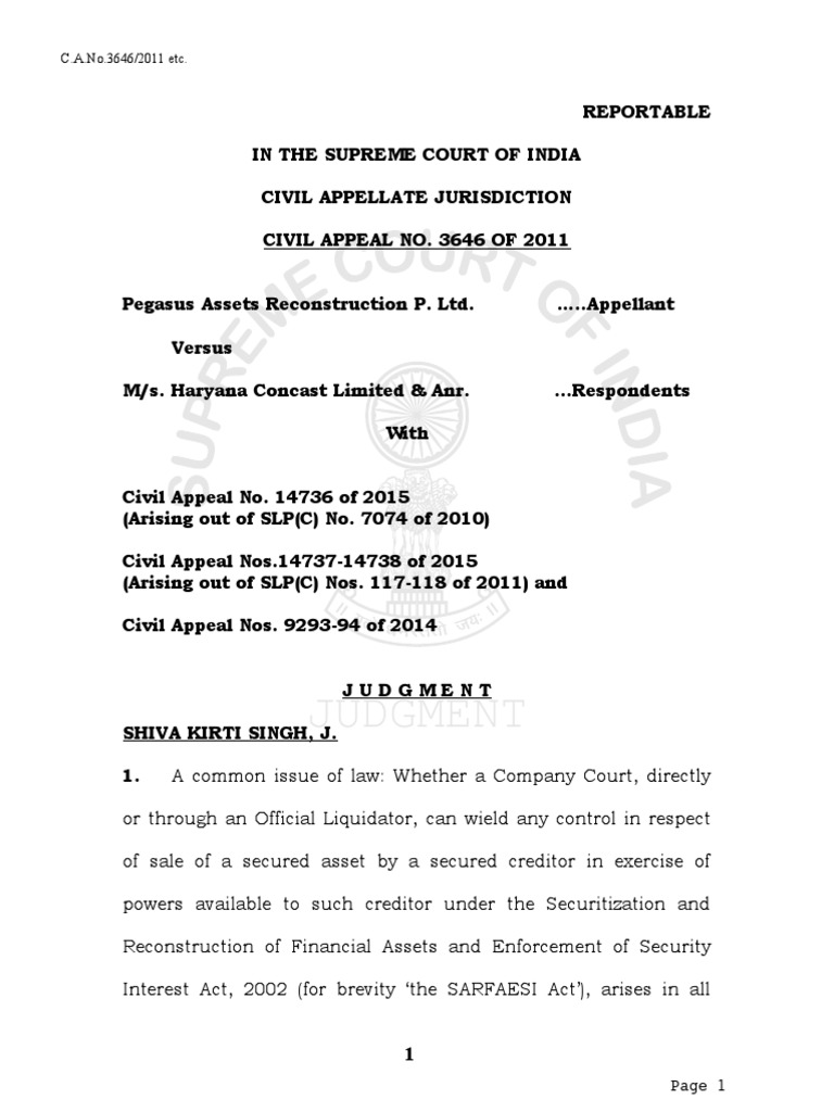 Analysis of the Interaction Between the SARFAESI Act and the Companies ...