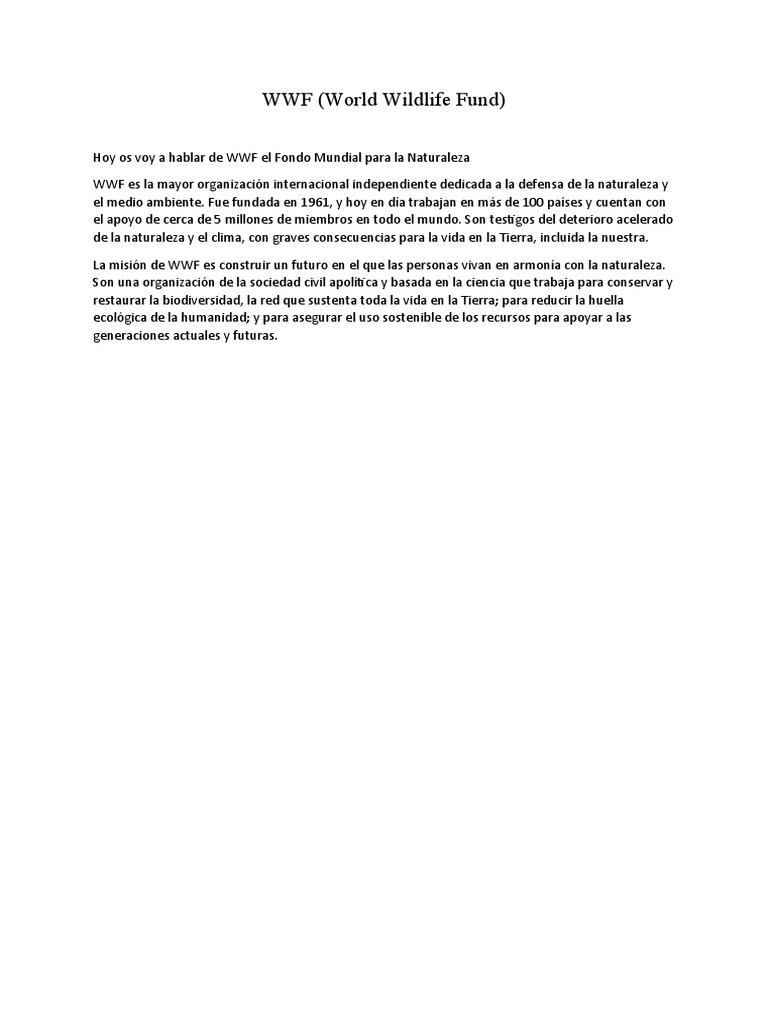 WWF (World Wildlife Fund) | PDF