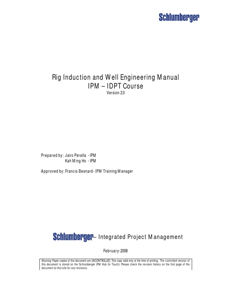 Rig Induction and Well Engineering Manual | PDF | Drilling Rig ...